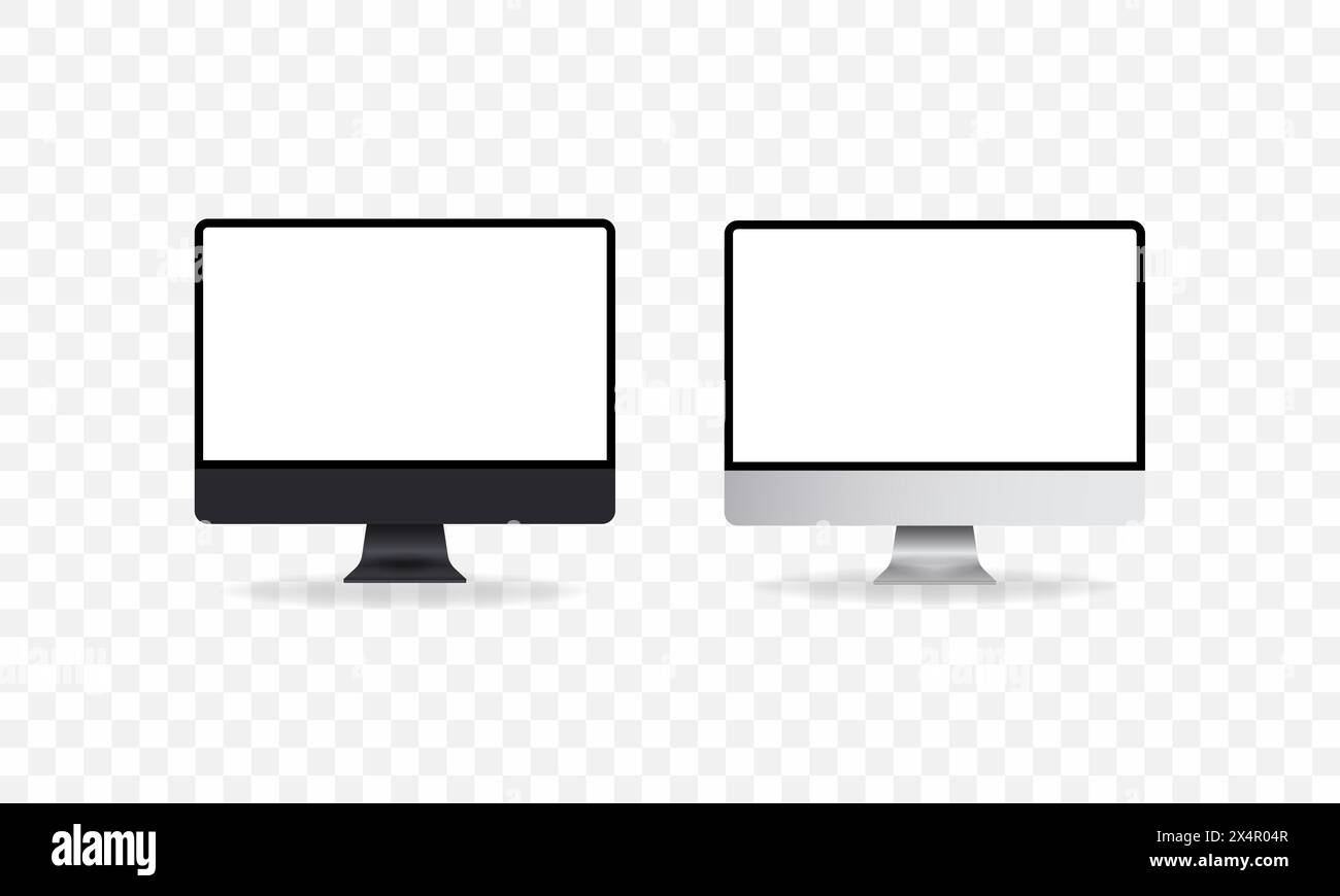 Realistic computer monitor icon set. Screen. Vector EPS 10. Isolated on transparent background ...