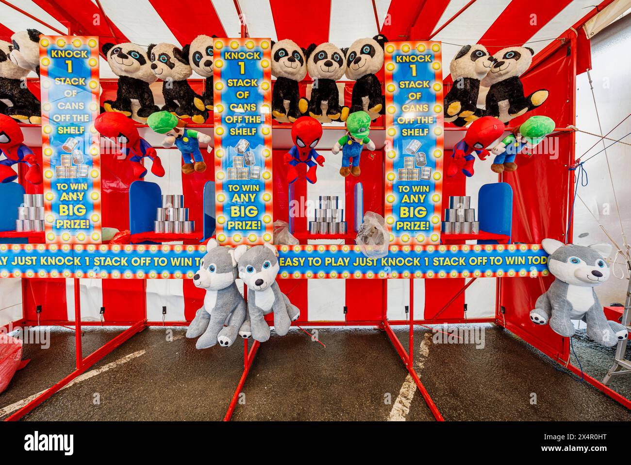 Tin can shy at a funfair during the 'Obby 'Oss festival, an annual May ...
