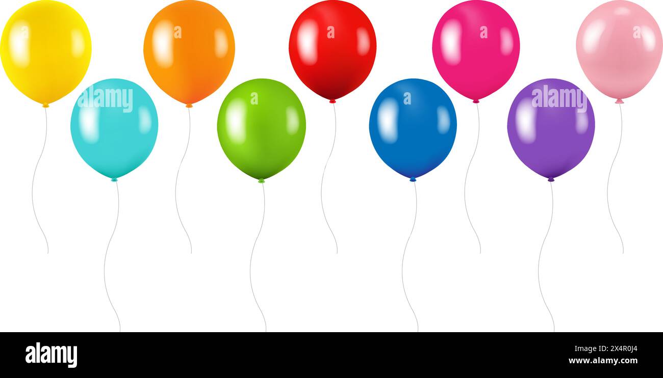 Colorful Balloons With White Background With Gradient Mesh, Vector ...