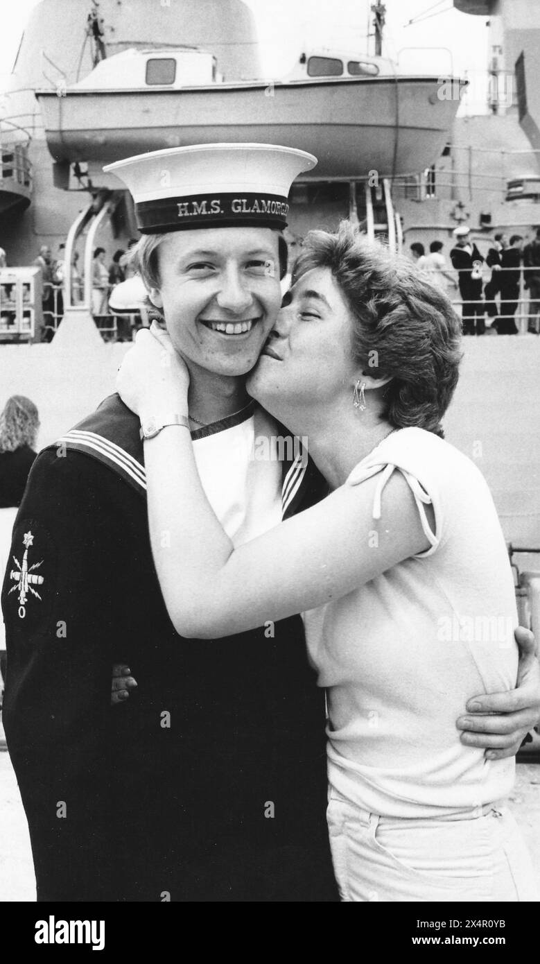 SAILOR MICHAEL CROOK WELCOMED HOME BY HIS GIRLFRIEND SALLY GEE WHEN HMS ...