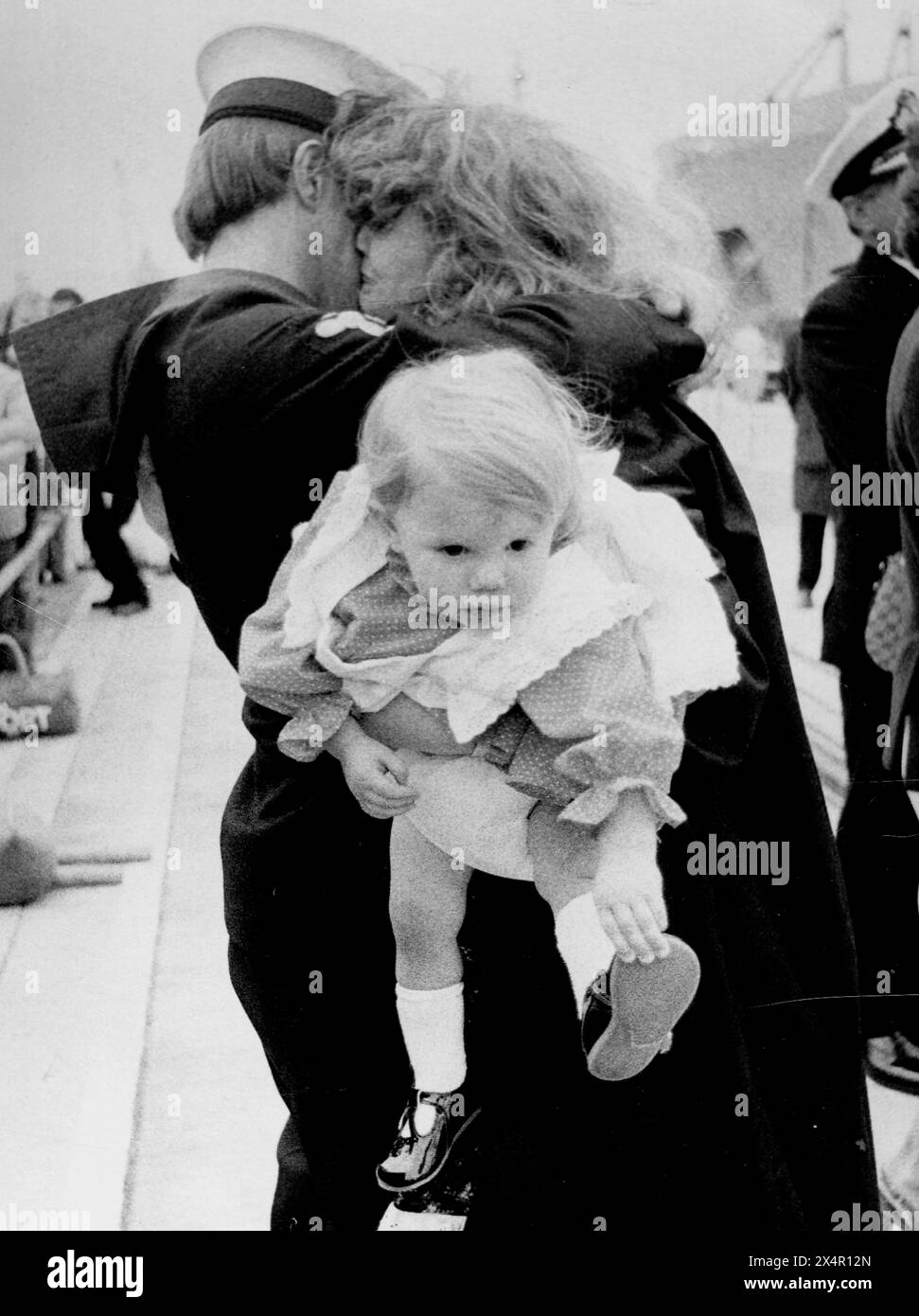 MEM CLIVE WARNER WELCOMED HOME BY WIFE JOY AND BABY CLAIRE FROM GOSPORT ...