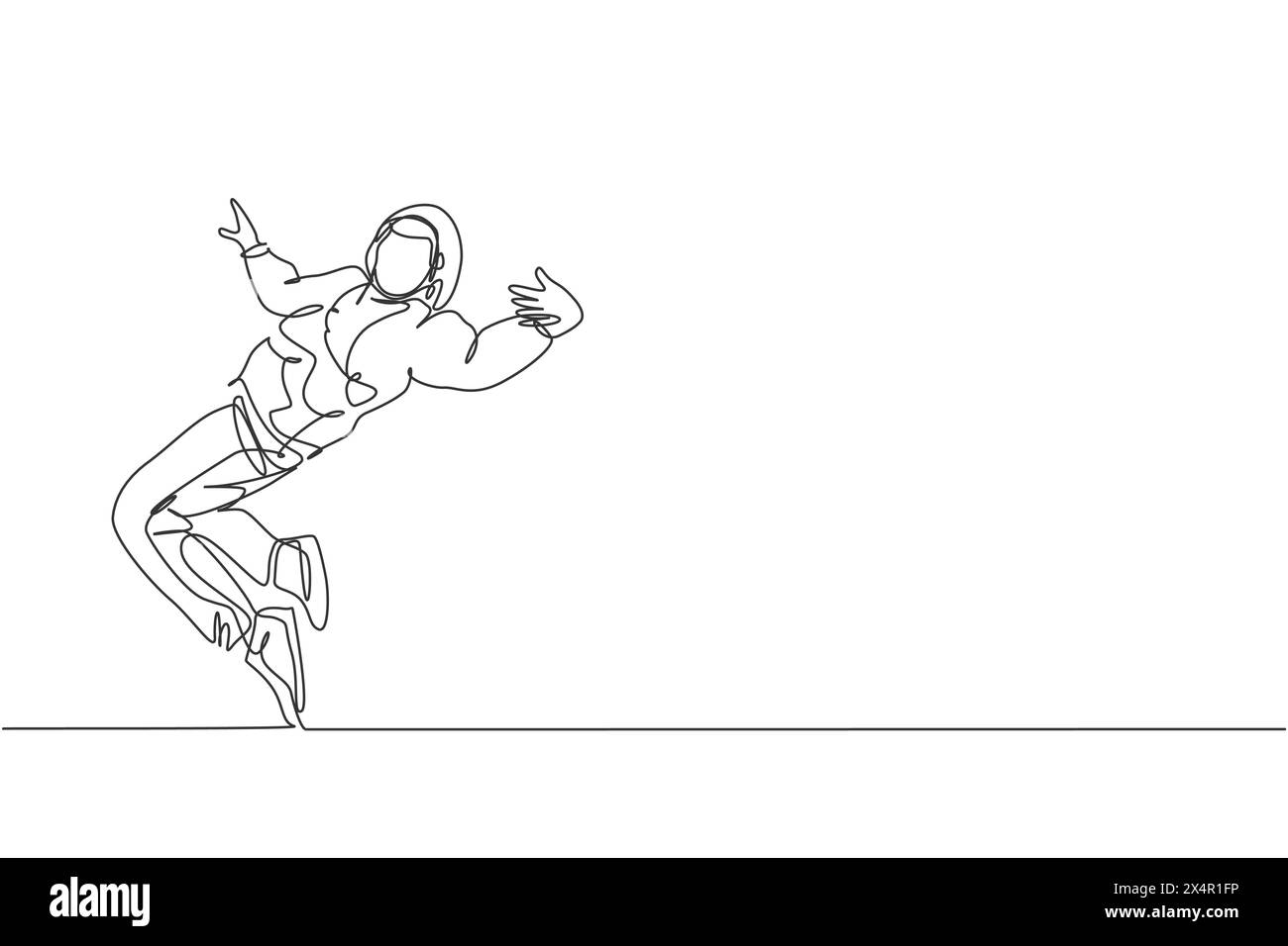 Single continuous line drawing of young energetic hip-hop dancer man on ...