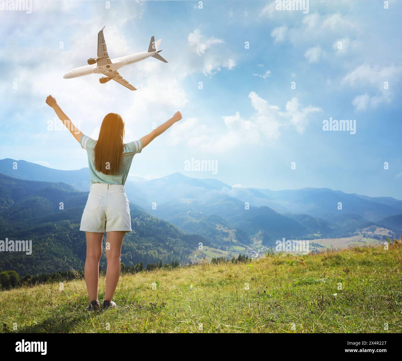 Woman victory back sky hi-res stock photography and images - Alamy
