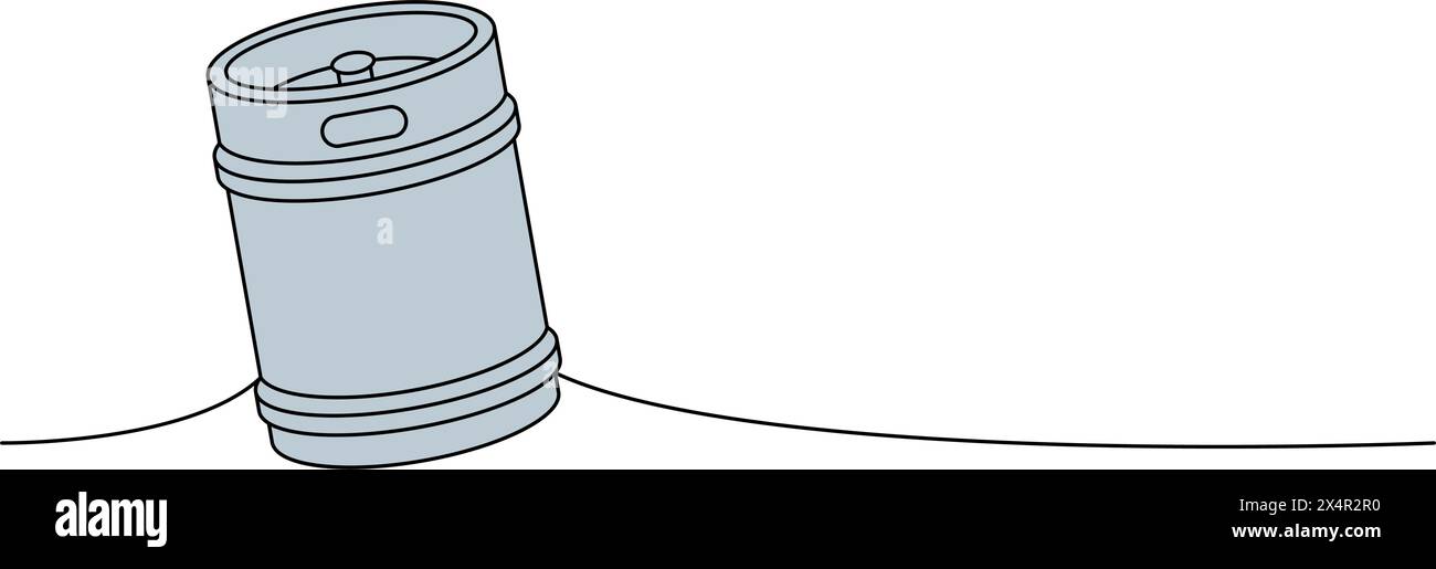 Metal beer keg one line colored continuous drawing. Beer pub products ...