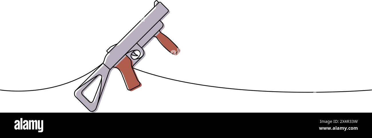 Grenade launcher one line colored continuous drawing. Various modern ...