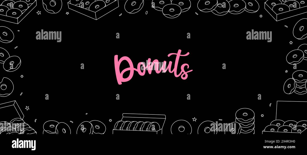Donuts horizontal banner. Take away donuts. Glazed doughnuts with ...