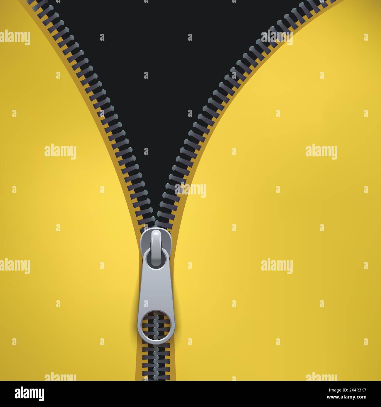 illustration of yellow color textile with zipper in the middle gray ...