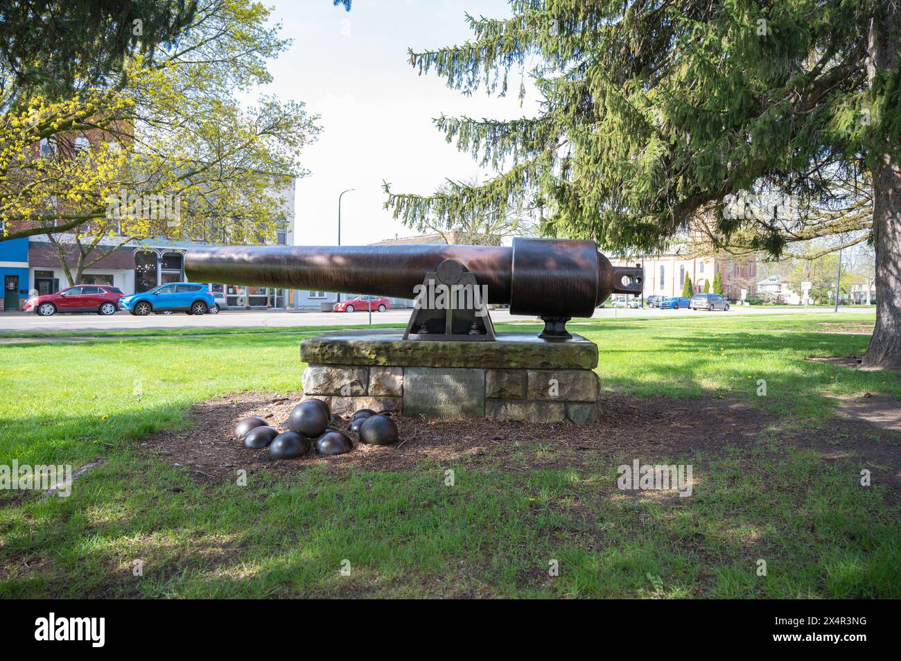 Charlotte MI - April 27, 2024: Old Military Cannon with Cannonballs in ...