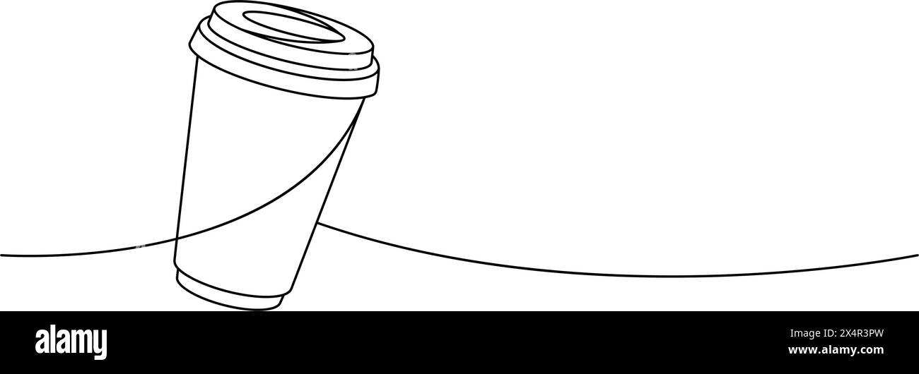 Coffee takeaway cup one line continuous drawing. Hand drawn elements ...