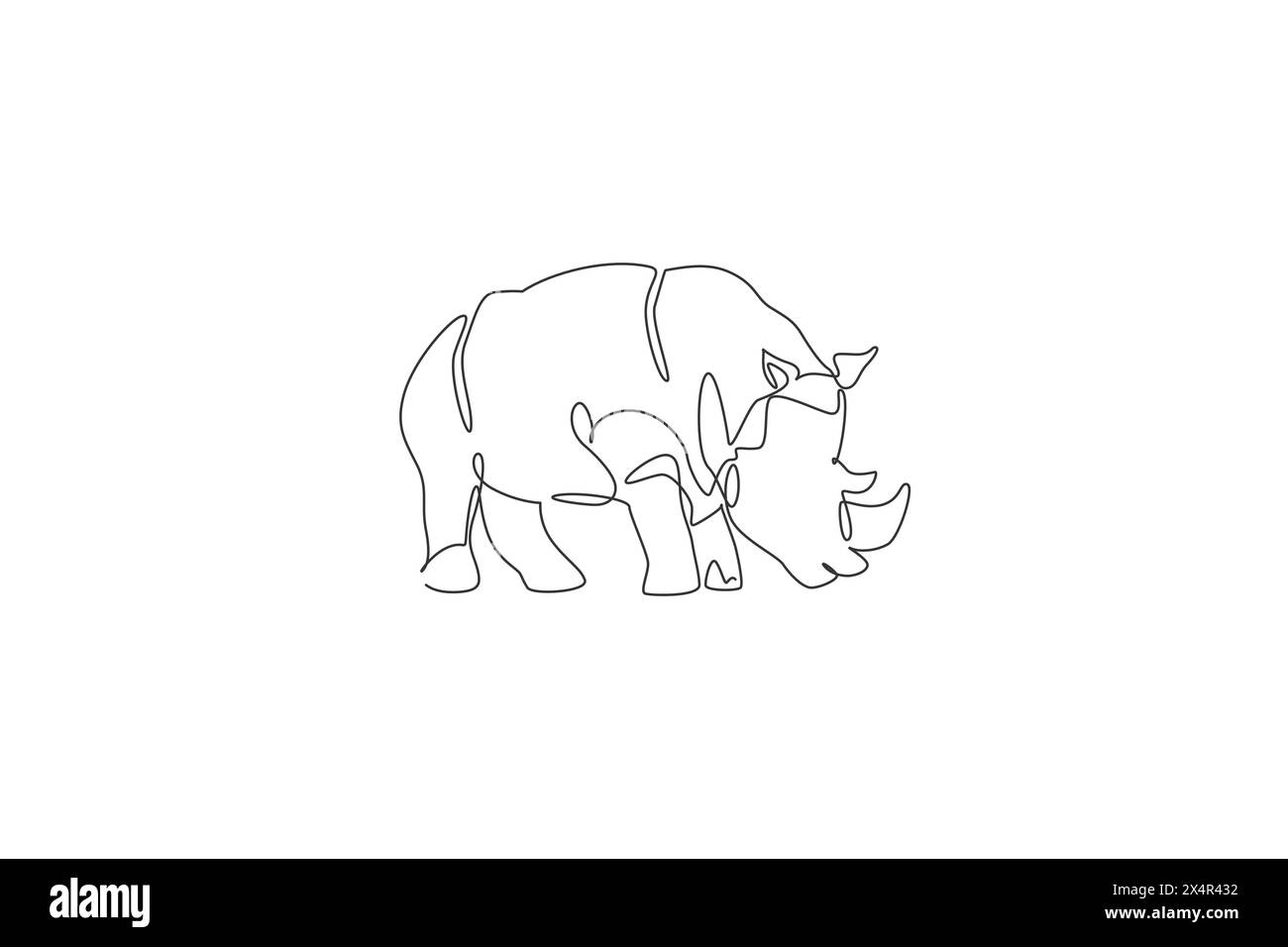 One single line drawing of giant African rhinoceros graphic vector ...