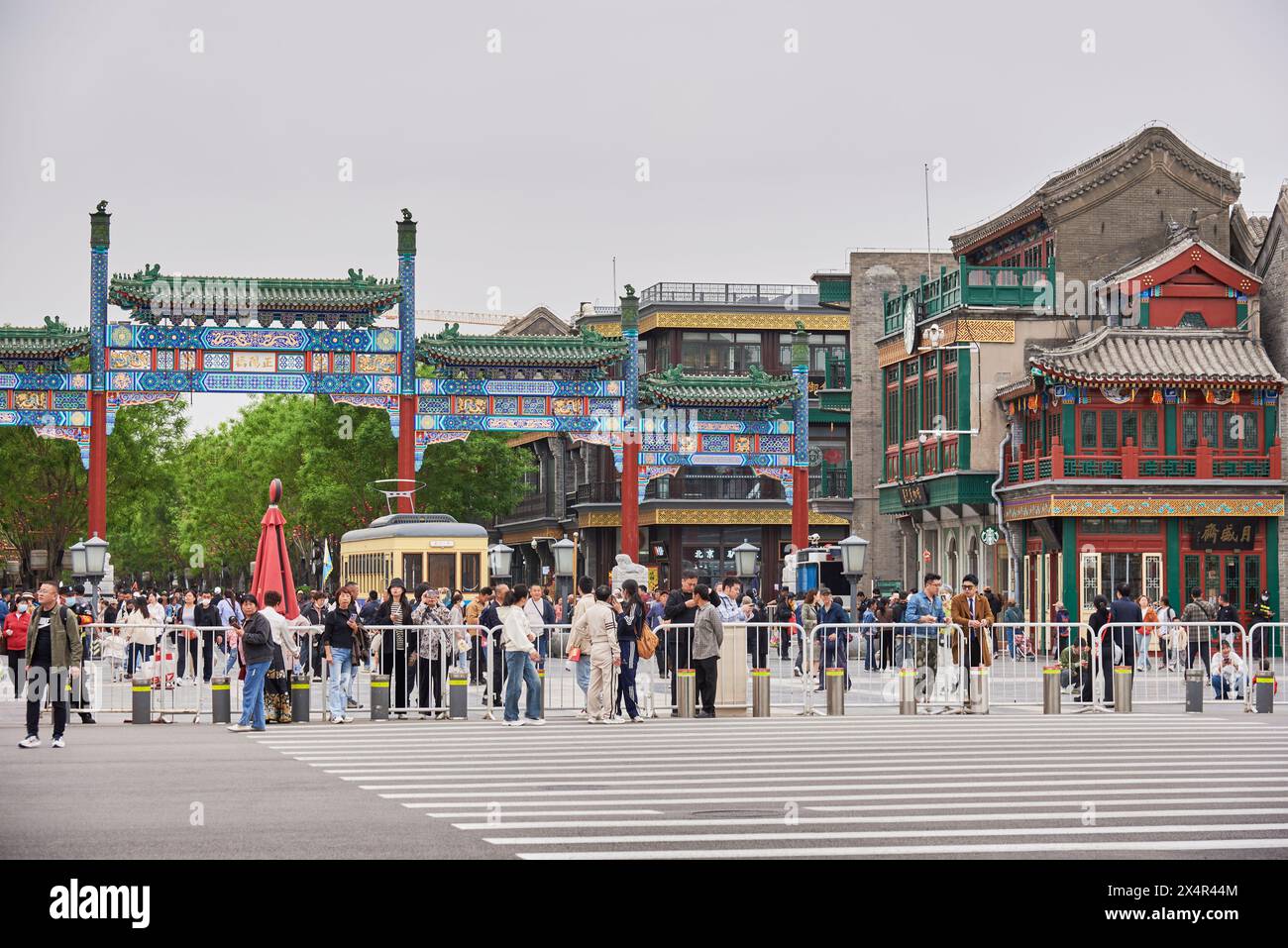 Historic Qianmen pedestrian street south from Tiananmen Square in ...