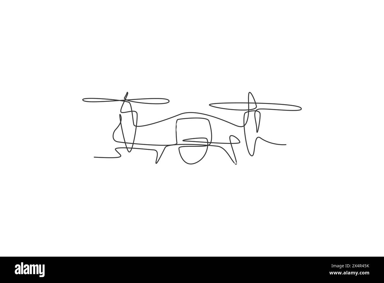 One continuous line drawing of flying drone airplane, unmanned plane ...