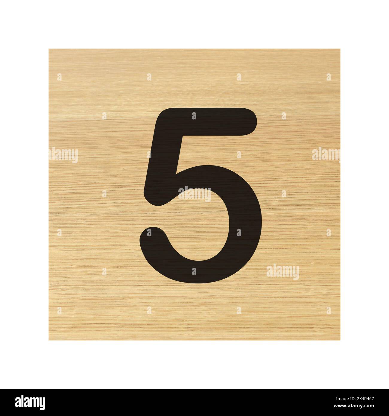 Five 5 wood block on white with clipping path Stock Photo - Alamy