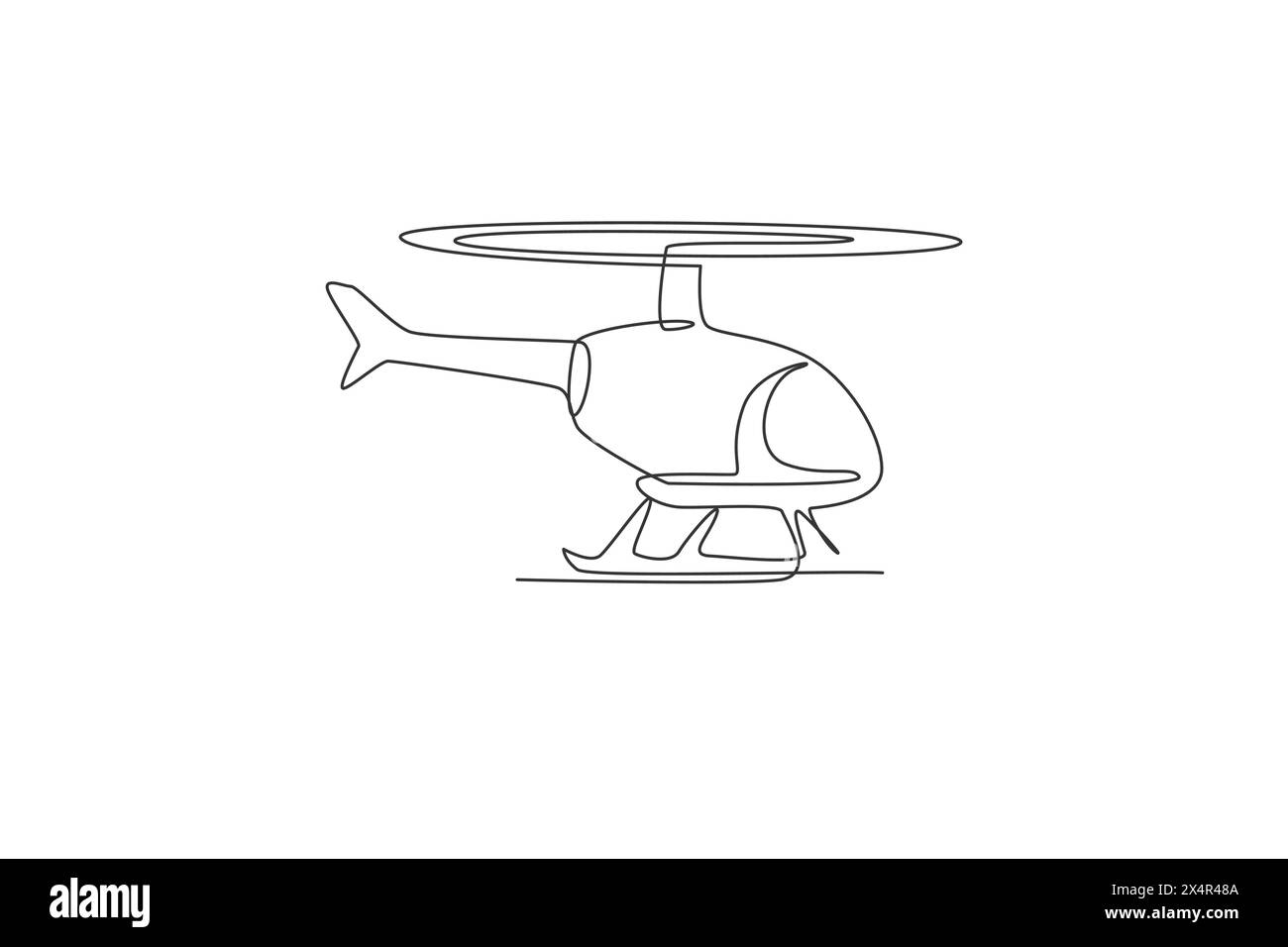 One single line drawing of vector flying helicopter vector illustration ...