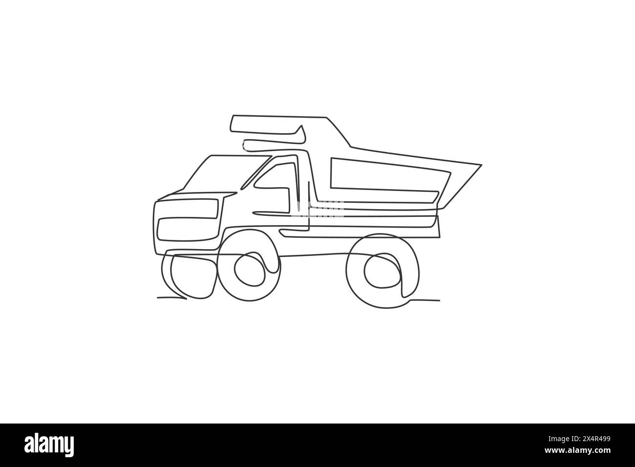Single continuous line drawing of big mining dump truck to load coal ...