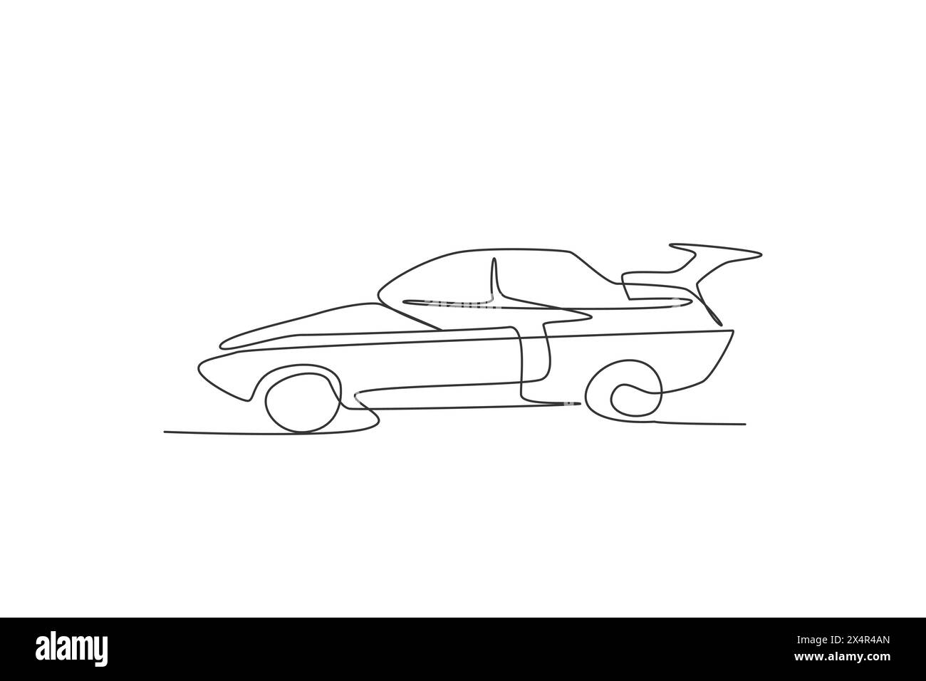 One continuous line drawing of classic sedan car from side view ...