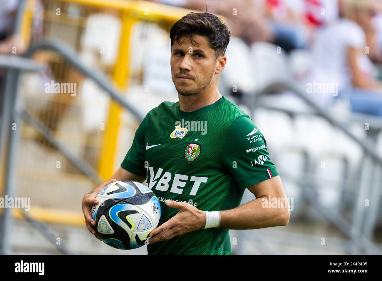 Petr Schwarz of Slask seen in action during the Polish PKO Ekstraklasa ...