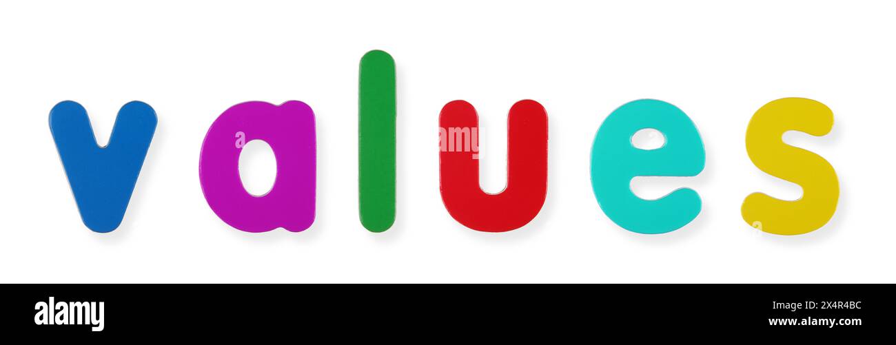 Values word in magnetic letters Stock Photo - Alamy