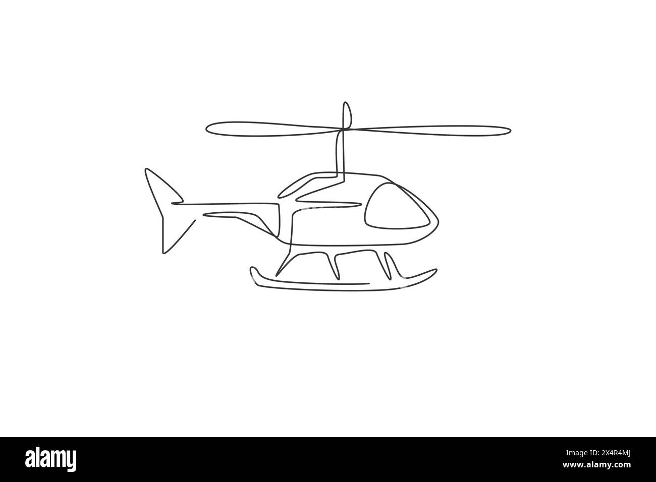Single continuous line drawing of flying helicopter. Air transportation ...