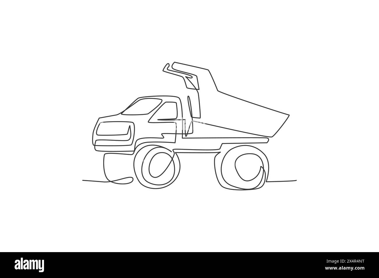 One single line drawing of big mining dump truck to load coal and ...
