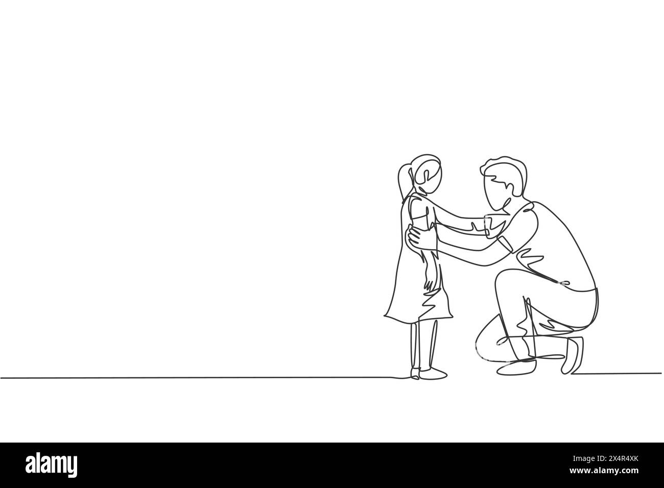 Single continuous line drawing of young dad giving some wise advice ...