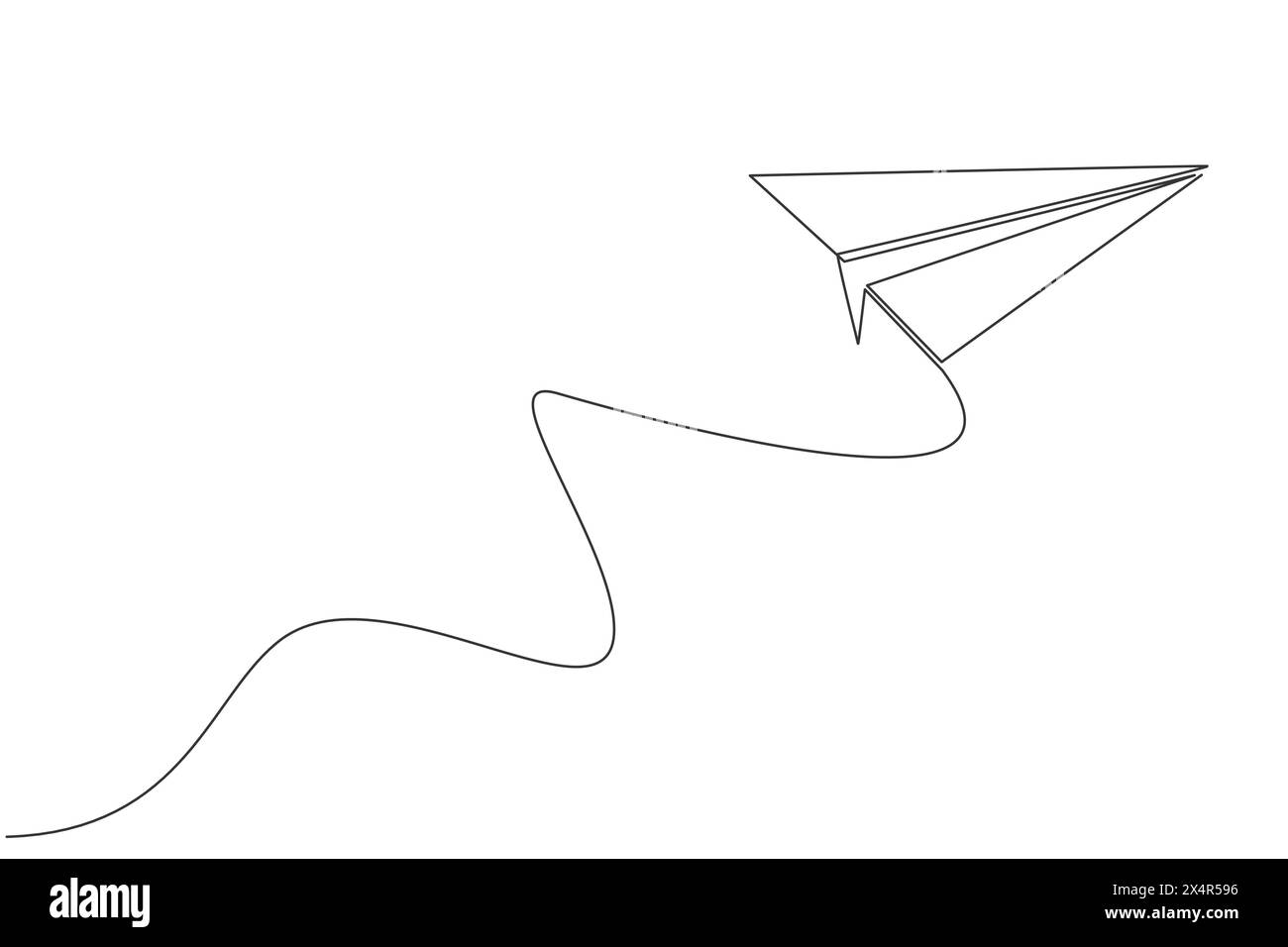 One single line drawing of paper plane flying on the sky graphic vector ...
