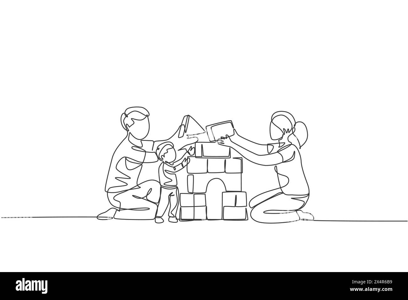 Mother Son Playing Toy Blocks Stock Vector Images Alamy