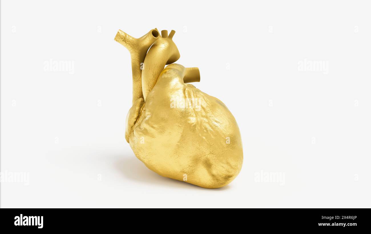 Gold heart, conceptual illustration Stock Photo - Alamy