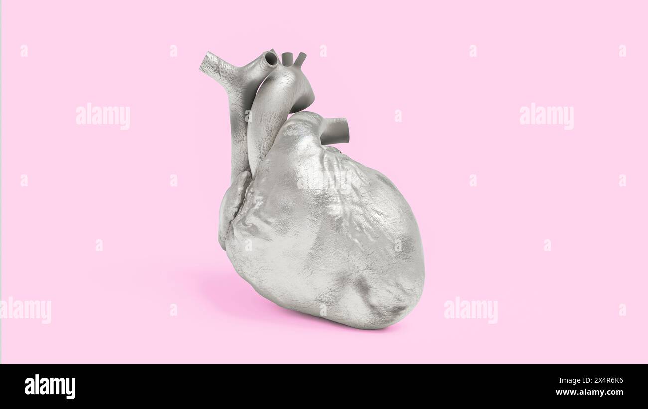 Silver heart, conceptual illustration Stock Photo - Alamy