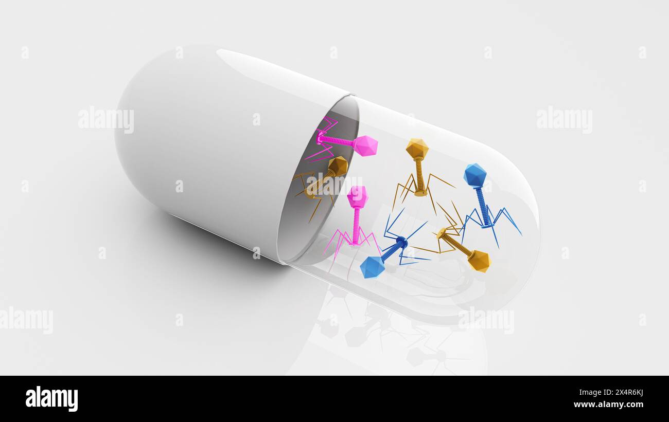 Phage therapy, conceptual illustration Stock Photo - Alamy