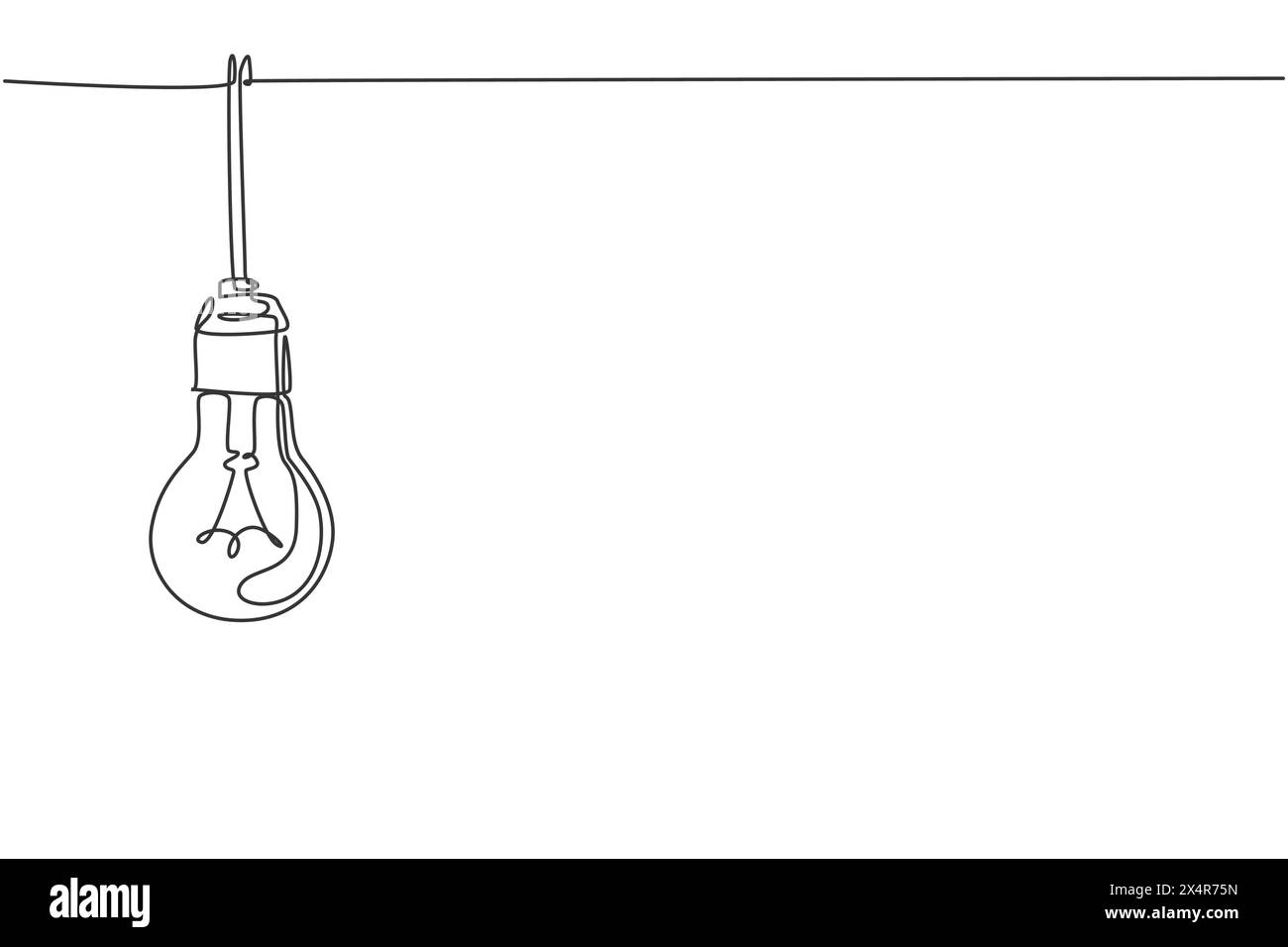 Single continuous line drawing of light bulb hang on house ceiling ...