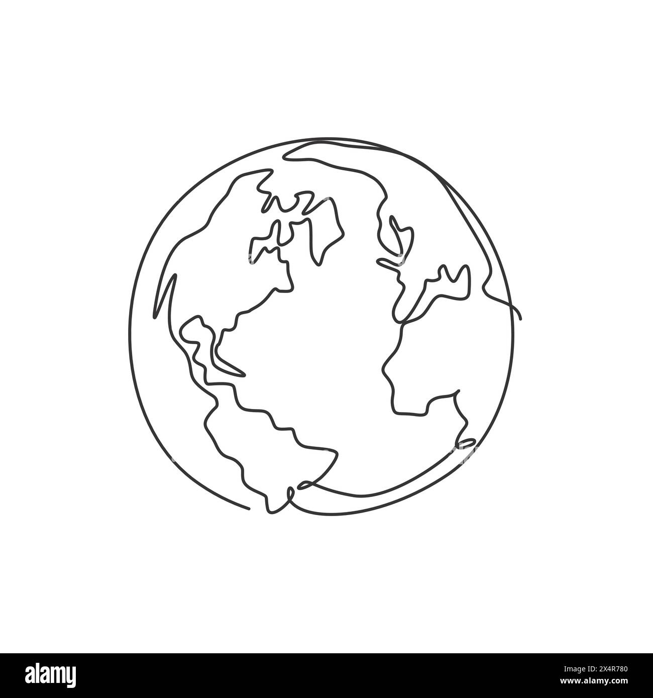 Single continuous line drawing of global sphere of world globe for ...