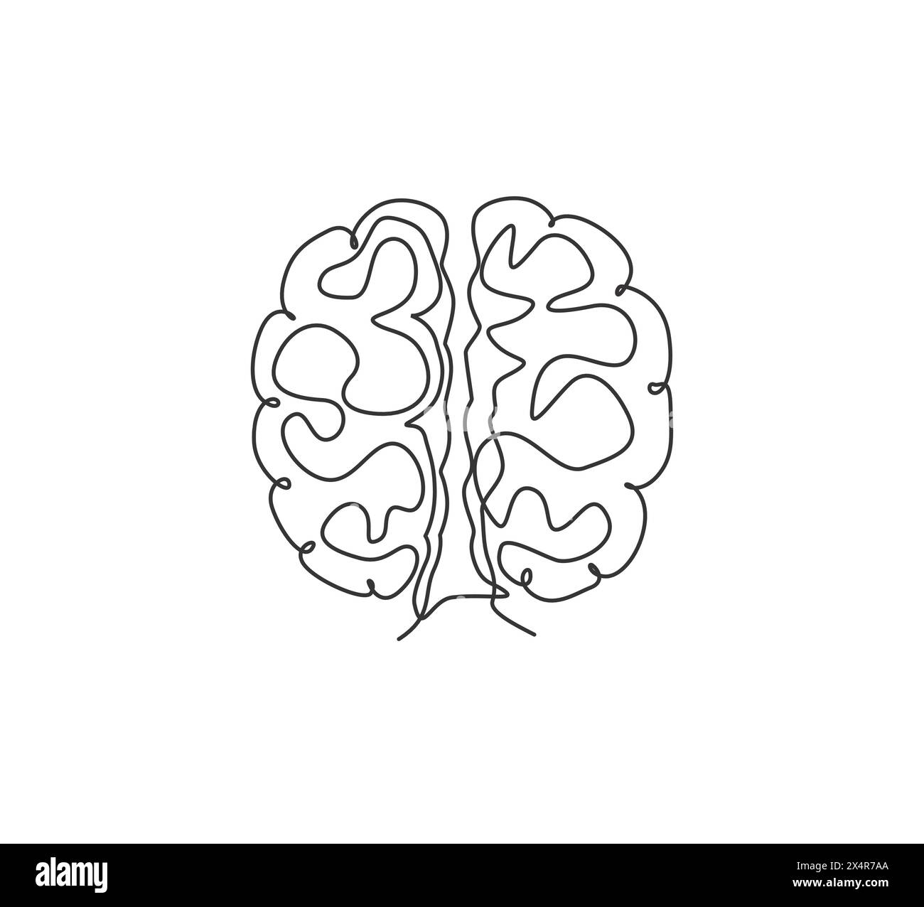 One continuous line drawing of human brain anatomy icon logo emblem ...