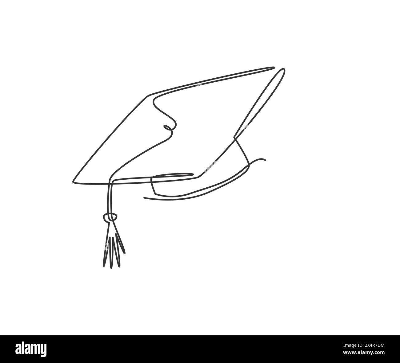 One continuous line drawing of graduation cap. Academical graduation ...