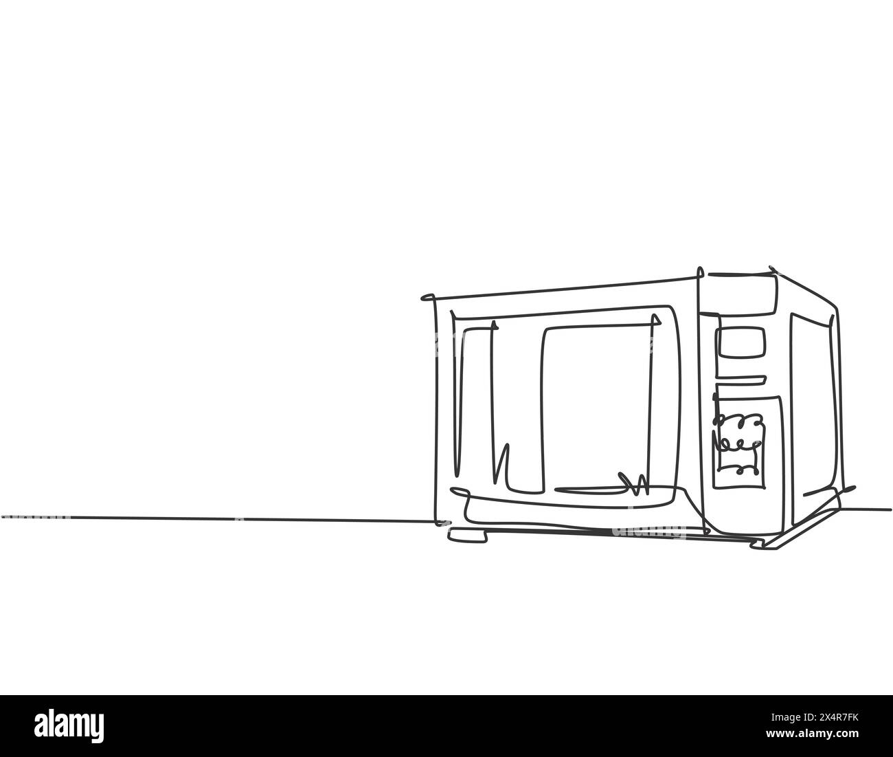 One single line drawing of microwave oven stove home appliance ...