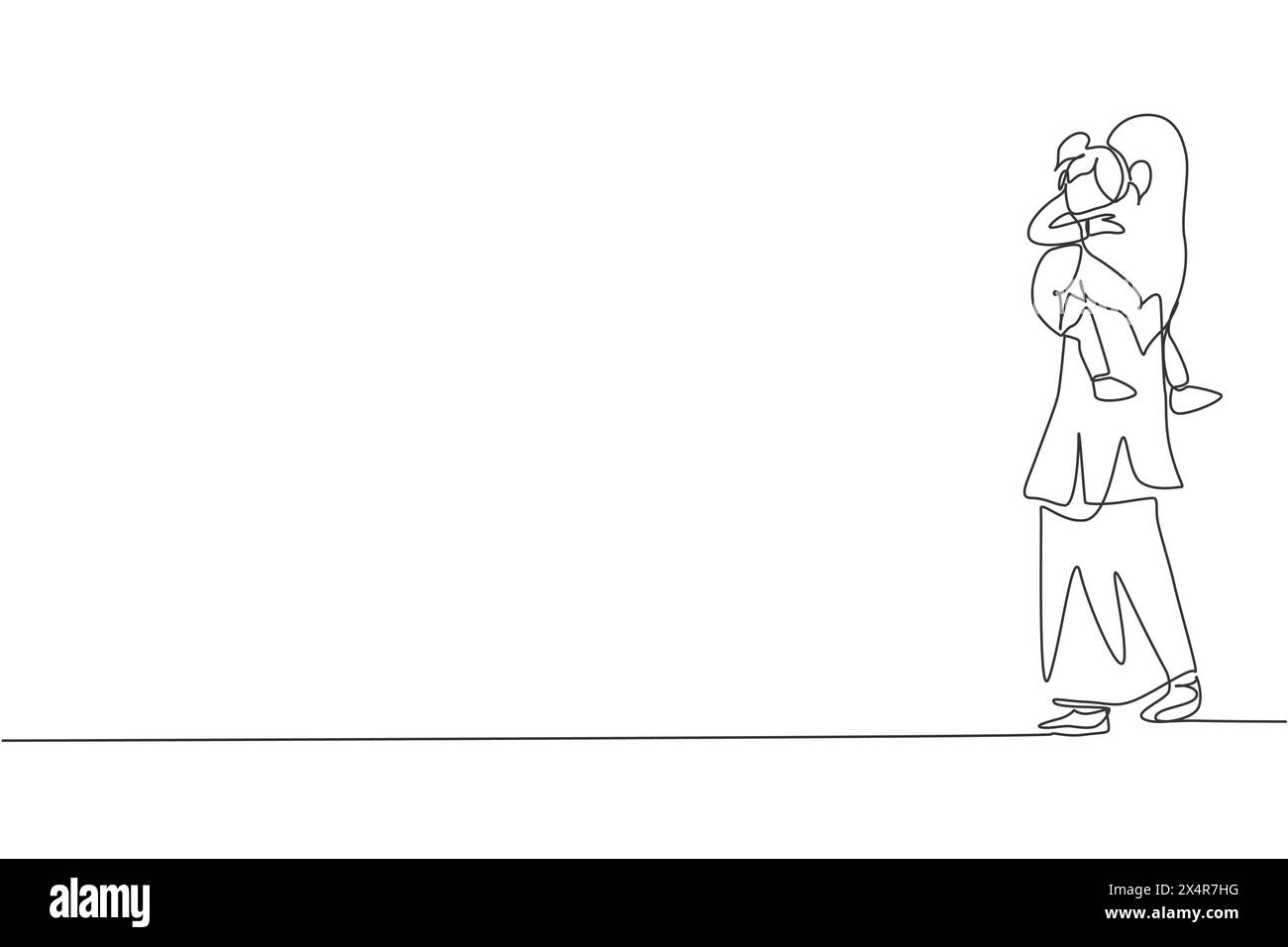 Single continuous line drawing of young Islamic daughter sleeping on ...