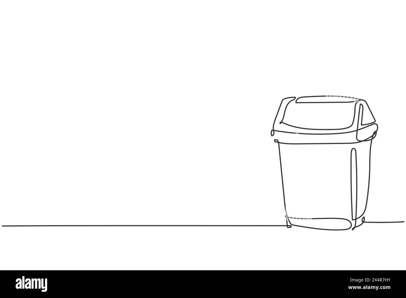 One single line drawing of plastic recycle bin home appliance. Dustbin ...
