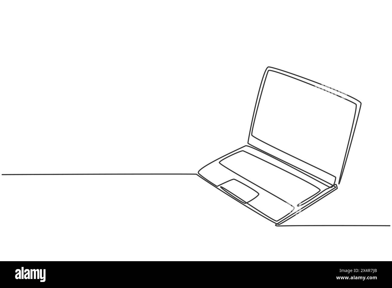 One continuous line drawing of thin laptop for supporting business ...