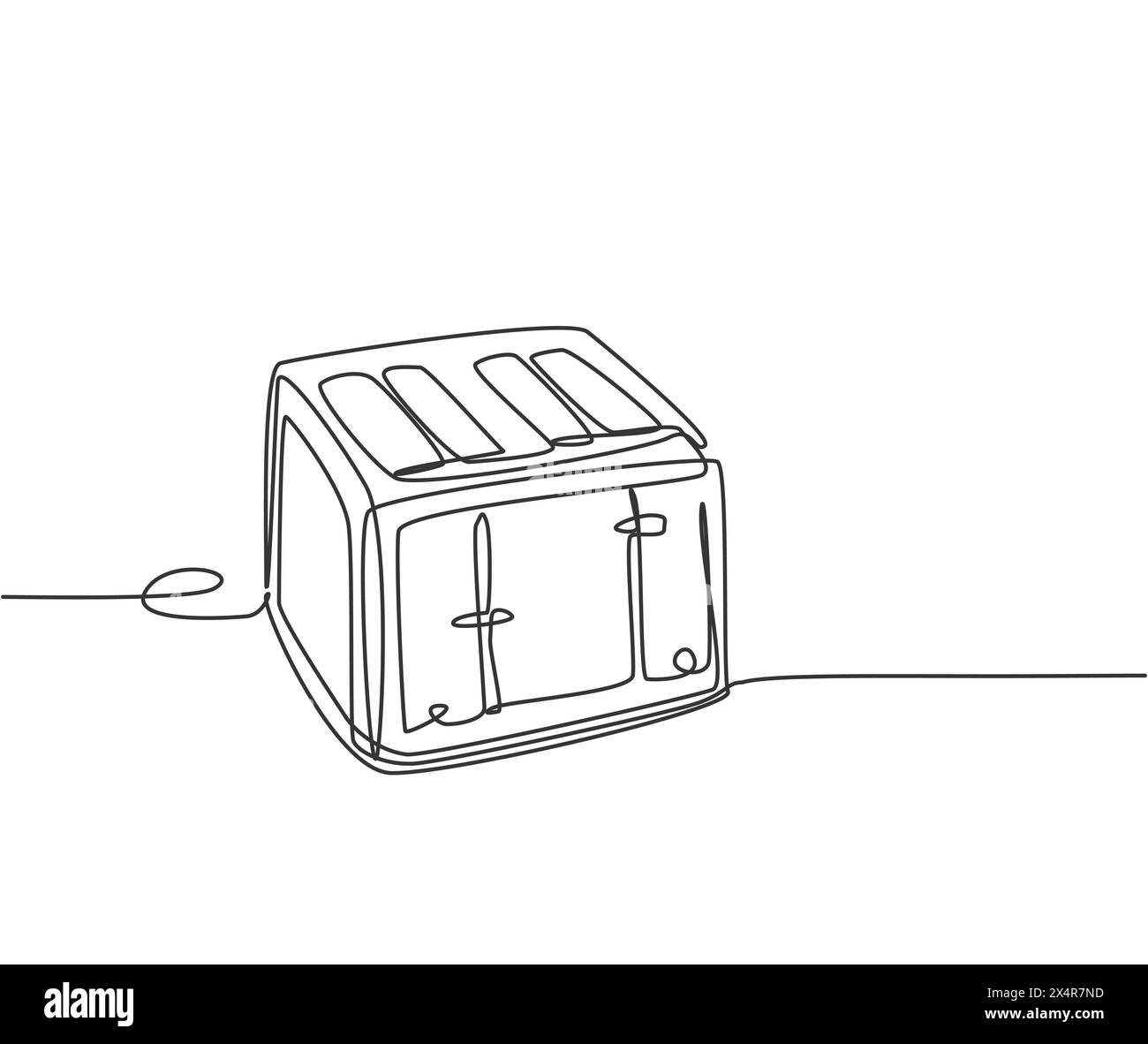 Single continuous line drawing of retro old bread toaster household ...