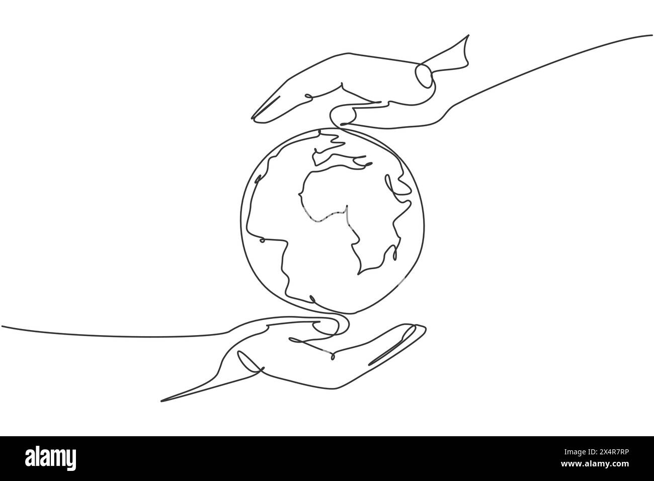Hand hold globe earth. Single continuous line world global map graphic ...
