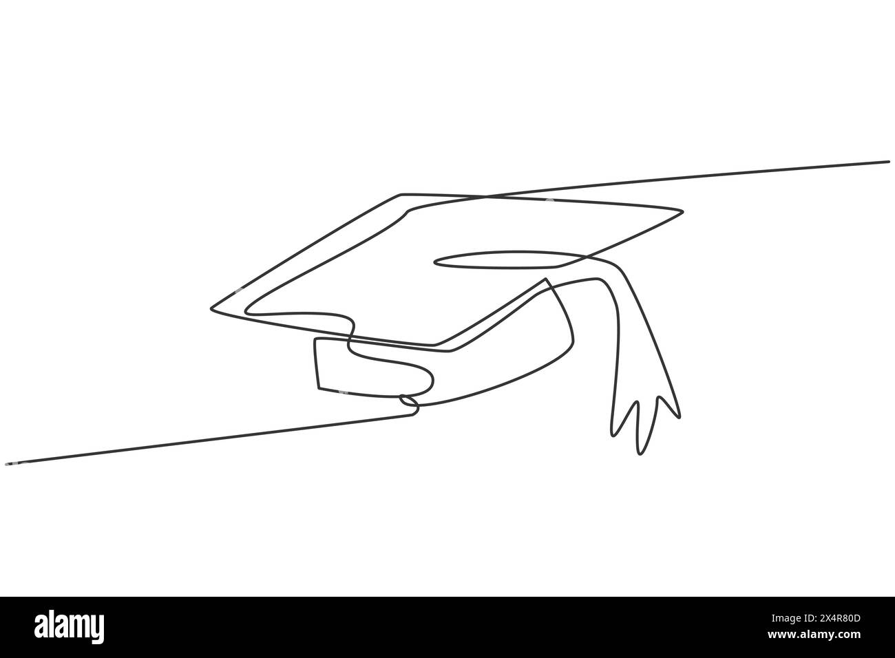 Single one line drawing of graduation hat for graduating college ...