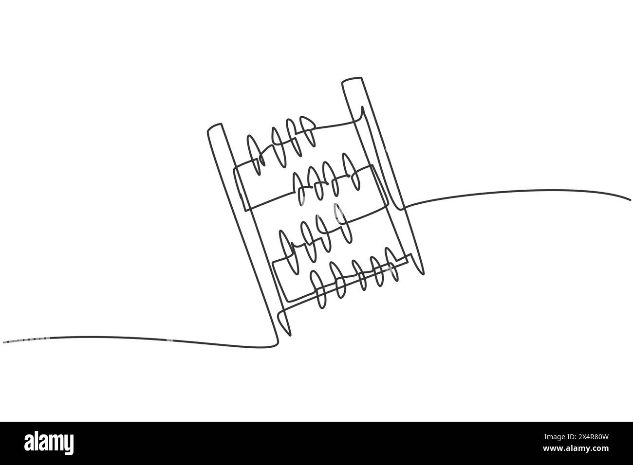 Single one line drawing of abacus tool for helping kids at counting ...