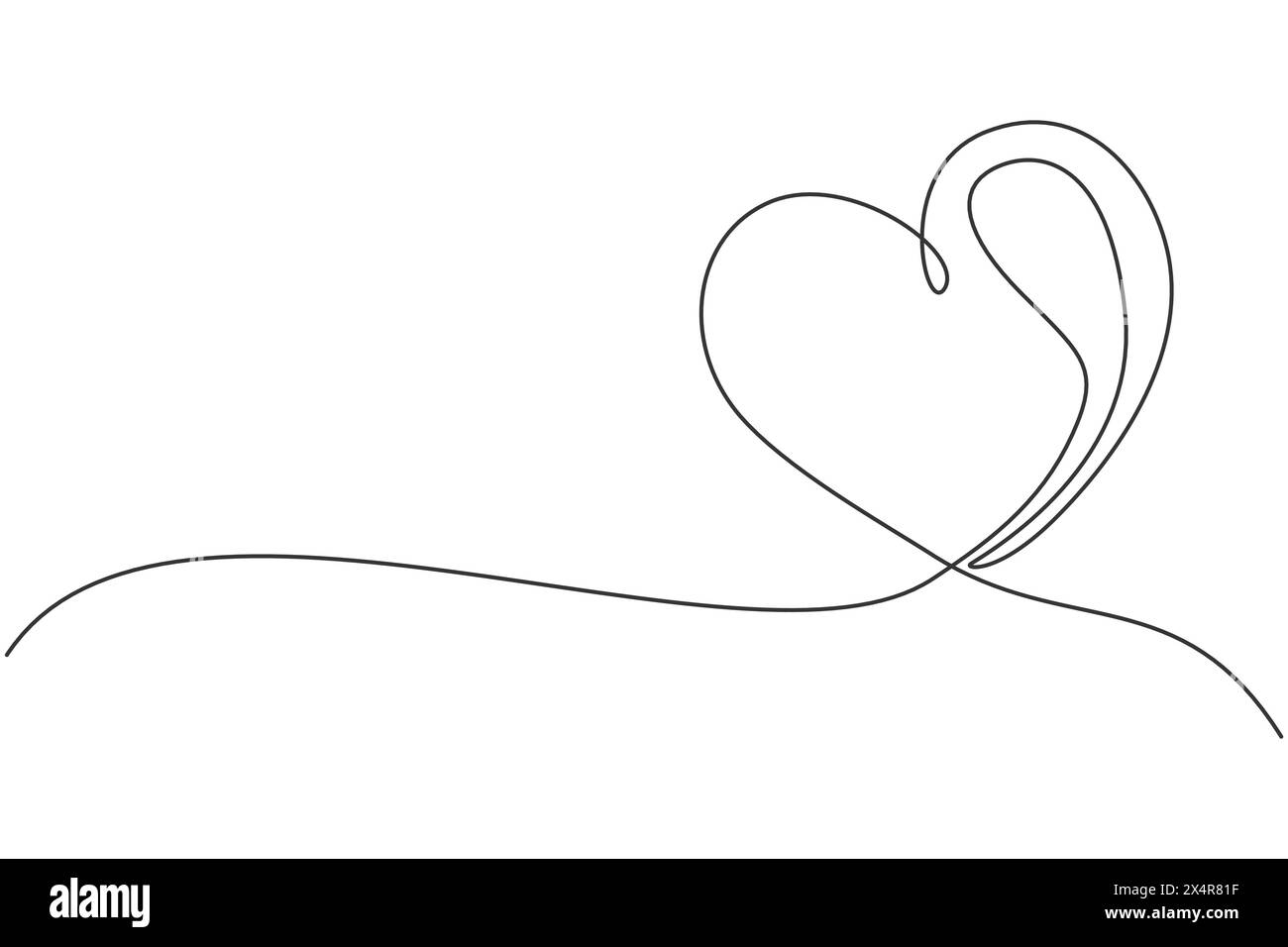 One single line drawing of cute love heart shaped for greeting card ...