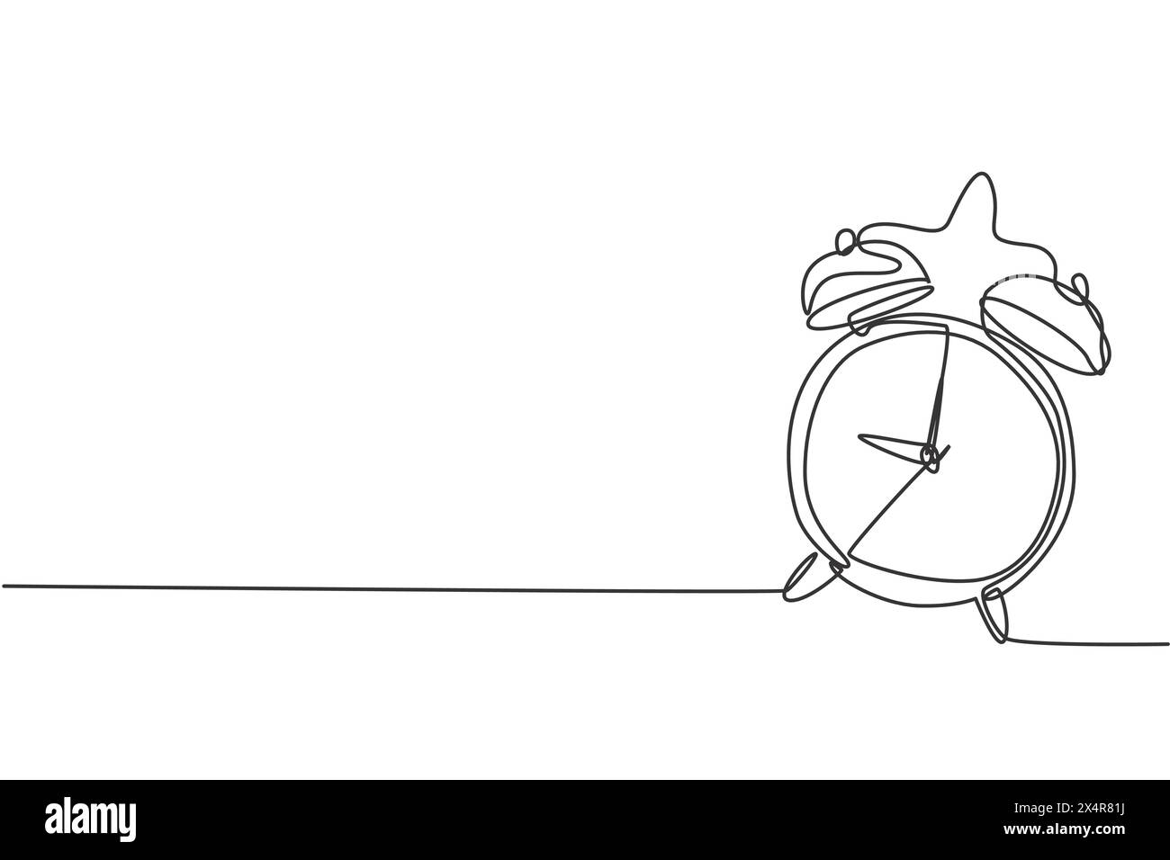 Single continuous line drawing of ringing alarm clock to wake children ...