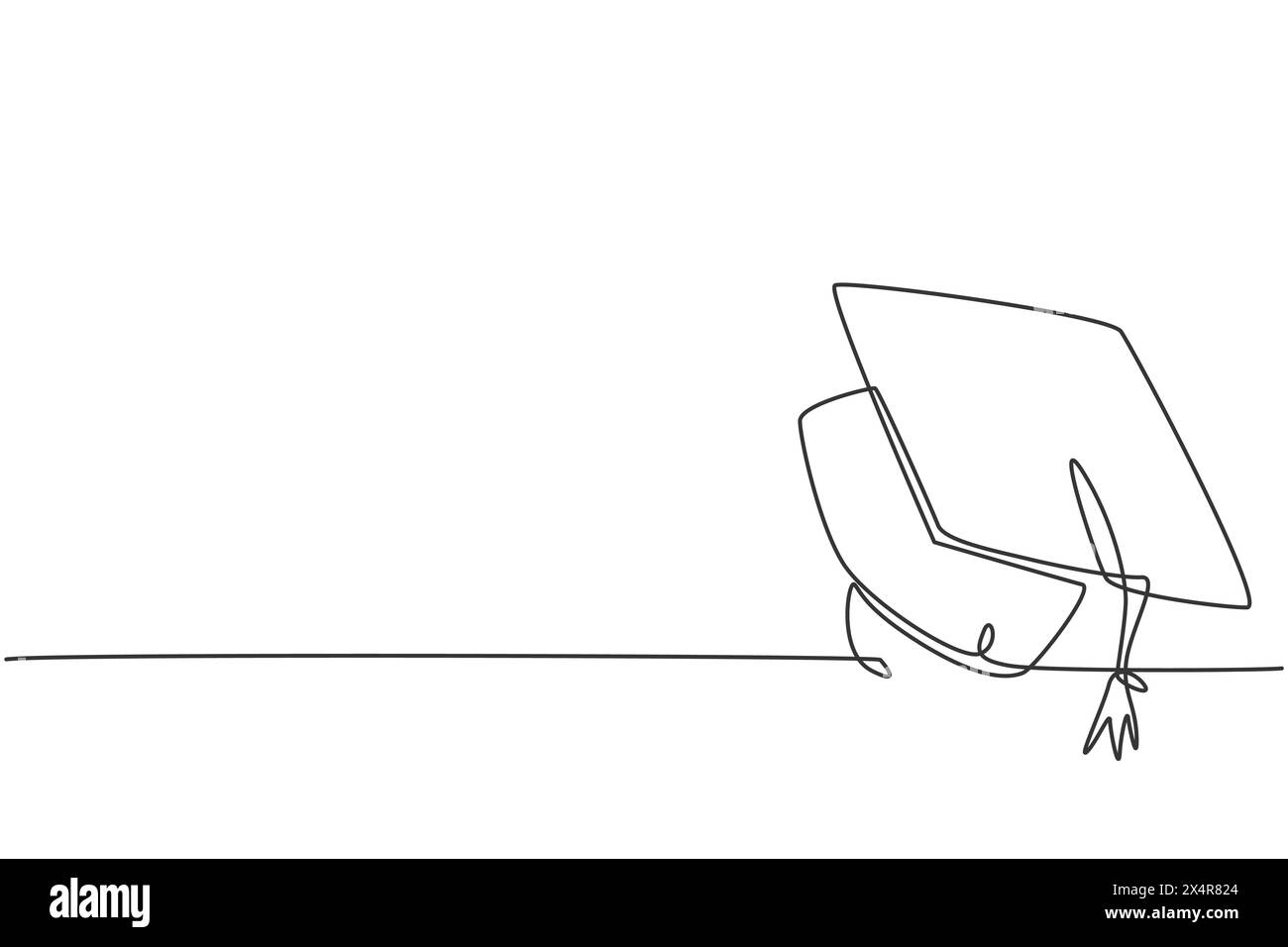 Continuous one line drawing graduation cap with tassel. Back to school ...