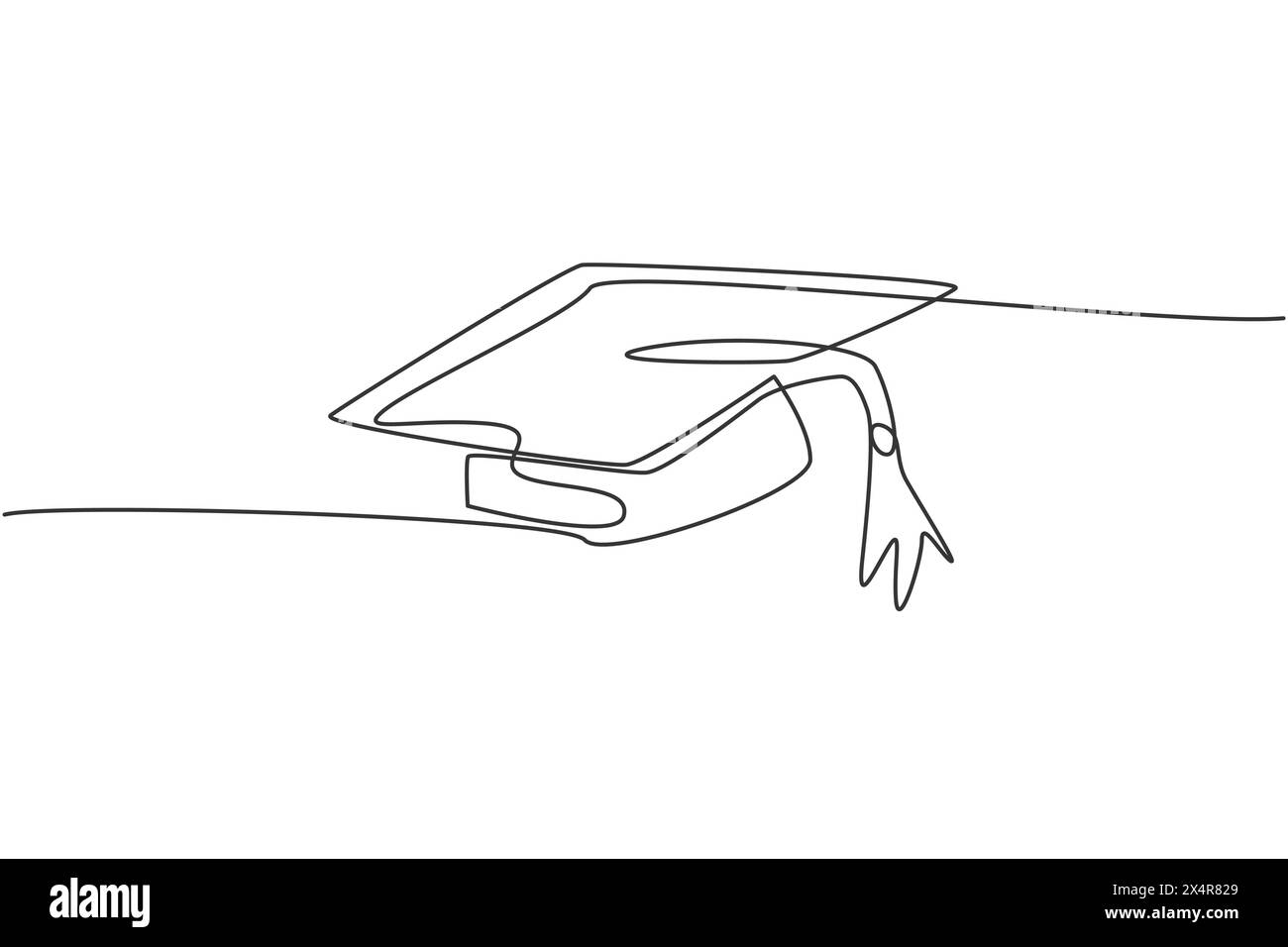 Single continuous line drawing of gown graduation uniform set ...