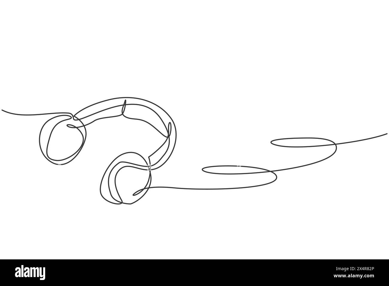 One continuous line drawing of headphone on the floor from top view ...
