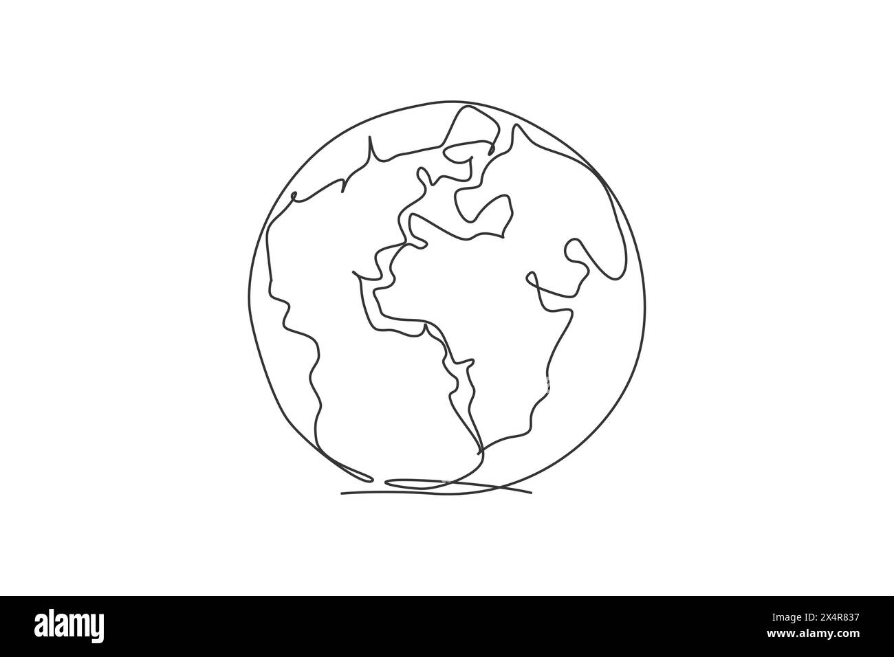 World globe earth. Single continuous line round global map geography ...