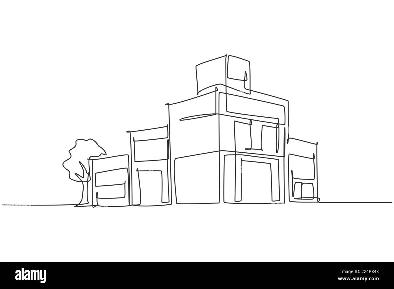 Single one line drawing of big exclusive house architectural exterior ...