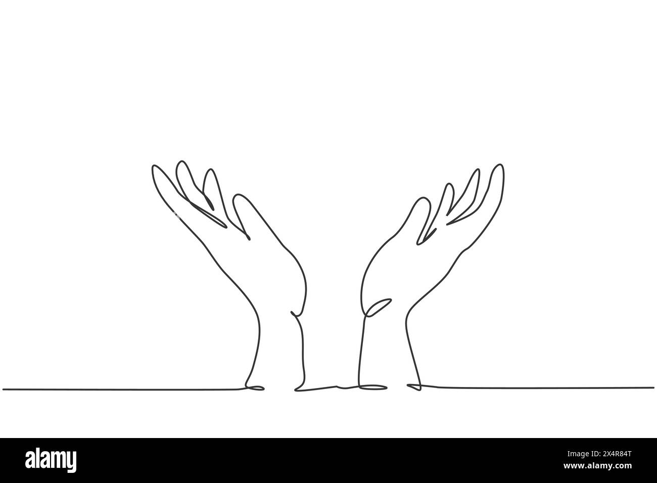 Single one line drawing of open hand gesture. Holding hand icon ...